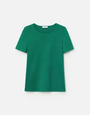 Lafayette 148 New York Cotton Ribbed Crewneck T-shirt - Grass