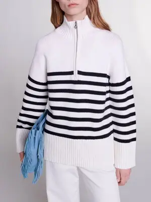 Maje Breton Jumper With Zip Collar