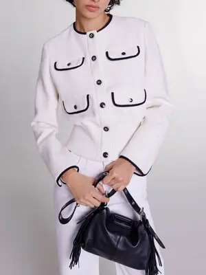 Maje Fitted Tweed Jacket With Braided Trims