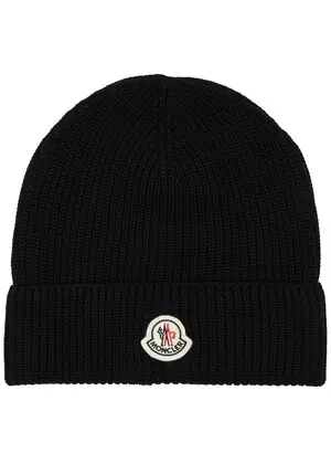 Moncler Logo Ribbed Cotton Beanie