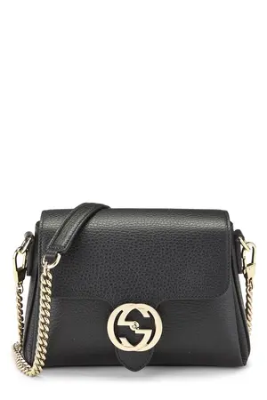 Gucci Leather Interlocking Shoulder Bag - Black