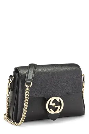 Gucci Leather Interlocking Shoulder Bag - Black