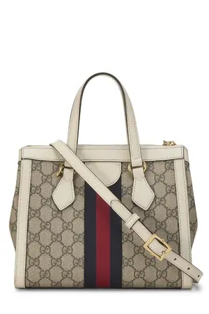 Gucci Original Gg Supreme Canvas Ophidia Tote - White