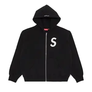 Supreme Logo Zip Up Hooded Sweatshirt - Black | Editorialist