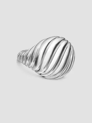 David Yurman Sculpted Cable Pinky Ring In Sterling 13mm - Silver