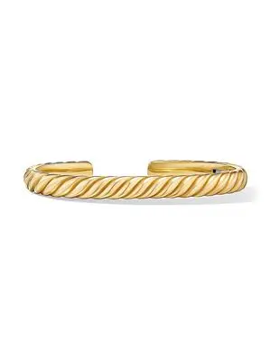 David Yurman Sculpted Cable Cuff Bracelet In 18k Yellow 7mm - Gold
