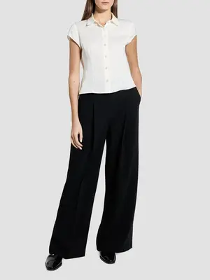Theory Cap-sleeve Silk Button-front Shirt - Ivory