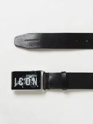 Dsquared2 Leather Belt With Logo Buckle