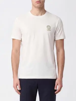 Versace Short-sleeved Slim Fit T-shirt In Cotton With Medusa Logo