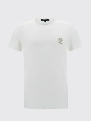Versace Short-sleeved Slim Fit T-shirt In Cotton With Medusa Logo