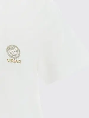 Versace Short-sleeved Slim Fit T-shirt In Cotton With Medusa Logo