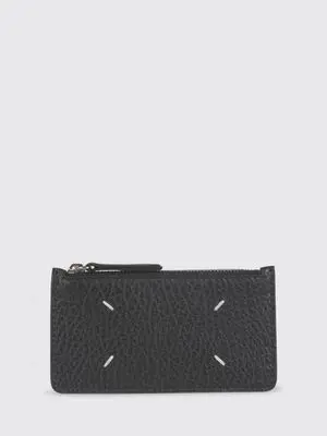 MAISON MARGIELA Four Stitches Hammered Leather Credit Card Holder - Black