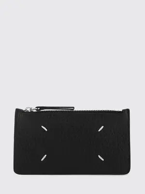 MAISON MARGIELA Grained Leather Zipped Card Holder With Four Stitches - Black