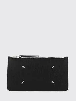 MAISON MARGIELA Grained Leather Zipped Card Holder With Four Stitches - Black