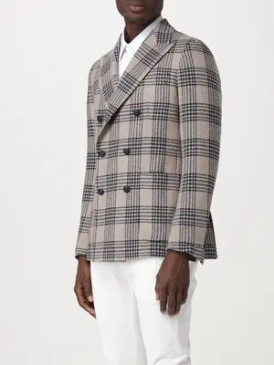 Tagliatore Double-breasted Plaid Blazer - Tobacco