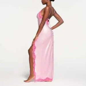 SKIMS Woven Shine Lace Long Dress