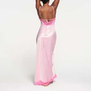 SKIMS Woven Shine Lace Long Dress