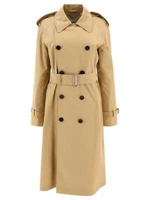 Burberry Long Gabardine Trench Coat Beige
