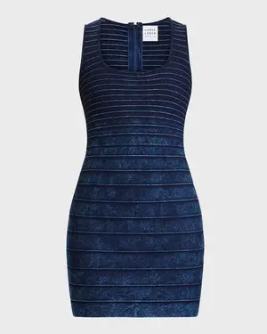 Herve Leger The Brooklyn Denim Bandage Dress - Indigo | Editorialist