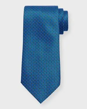 Stefano Ricci Stefano Ricci Silk Micro-Geometric Tie Blue   Black