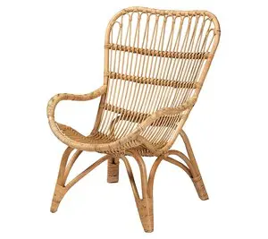 BAXTON STUDIO Earvin Natural Brown Rattan Armchair - One-color