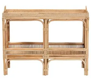 BAXTON STUDIO Lombok Natural Brown Rattan Conso Le Table