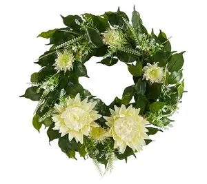 NEARLY NATURAL 20' Protea Artificial Wreath - One-color