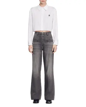 Sandro Kim Cropped Shirt - White
