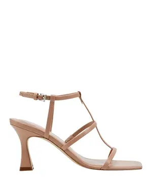 MARC FISHER LTD. Dennie Strappy Mid Heel Sandals - Medium Natural
