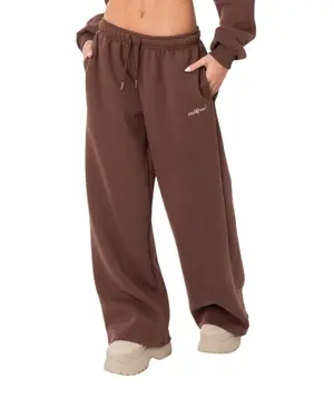 EDIKTED Brenna Low Rise Wide Sweatpants - Brown