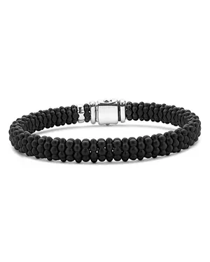 Lagos 18k Yellow Gold & Sterling Silver Anthem Ceramic Caviar Bead Bracelet - Black