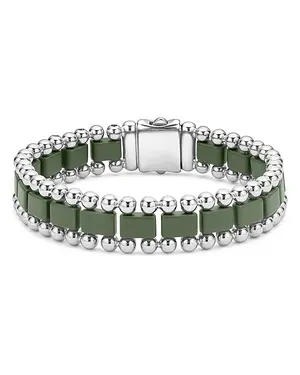 Lagos Stainless Steel Anthem Link Bracelet - Green/silver