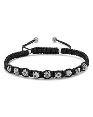 Lagos Sterling Silver Anthem Caviar Bead Macrame Bracelet - Black/silver