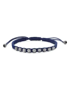 Lagos Sterling Silver Anthem Caviar Beaded Macrame Bracelet - Blue/silver