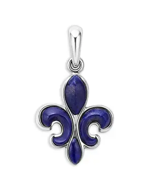 Lagos Sterling Silver Anthem Lapis Lazuli Fleur De Lis Pendant - Blue/silver