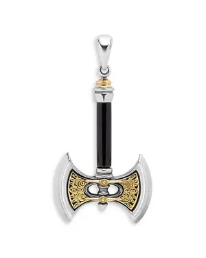 Lagos 18k Yellow Gold And Sterling Silver Black Agate Battle Axe Pendant - Multi