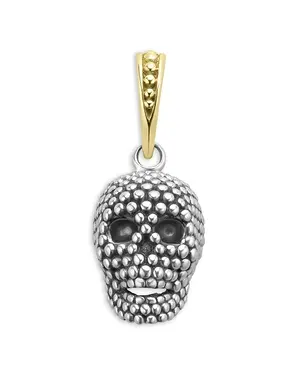 Lagos 18k Yellow Gold And Sterling Caviar Bead Skull Pendant - Silver