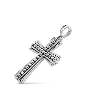 Lagos Sterling Anthem Caviar Bead Cross Pendant