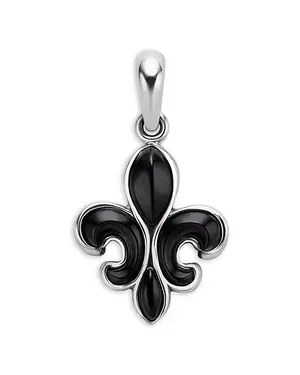 Lagos Sterling Silver Anthem Black Agate Fleur-de-lis Pendant - Black/silver