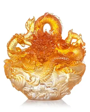LIULI True Believer Auspicious Joy Crystal Sculpture - Amber