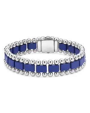 Lagos Stainless Steel Ultramarine Ceramic Caviar Bead Bracelet - Blue/silver