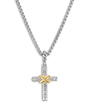David Yurman David Yurman Petite Cross Necklace Silver/gold