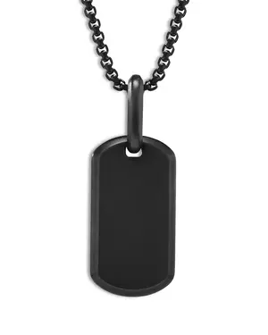 David Yurman Chevron Tag In Titanium - Black