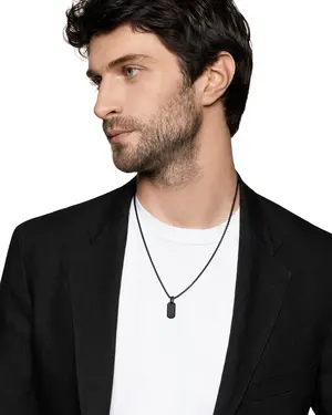 David Yurman Chevron Tag In Titanium - Black