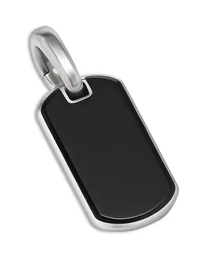David Yurman David Yurman Chevron Tag In Sterling Silver, 21mm Black/silver