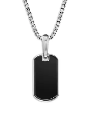 David Yurman Chevron Tag In Sterling Silver, 21mm - Black/silver