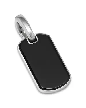 David Yurman Chevron Tag In Sterling Silver, 21mm - Black/silver