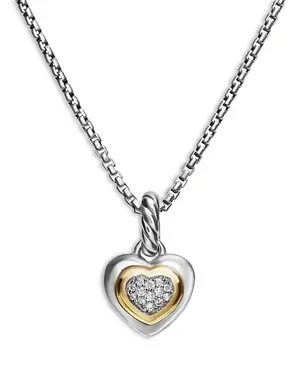 David Yurman David Yurman Petite Cable Heart Pendant Necklace Silver