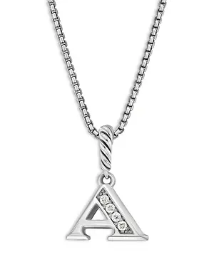 David Yurman Pave Initial Pendant Necklace - A