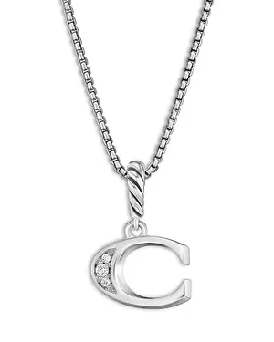 David Yurman Pave Initial Pendant Necklace - C